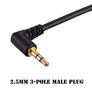 Warmstor 2 Pack Gold Plated 2.5mm Male to 1/8 inch 3.5mm Female Stereo Audio Jack Adapter Cable 90 Degree Right Angle Connector 6 inch Cord for Radios,Headphones,Recorder,Camera