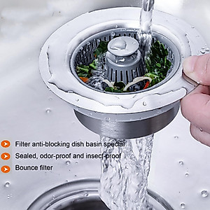 dfgsxifc Indicativet 3 in 1 Sink Drain Strainer, Stainless Steel, Silver