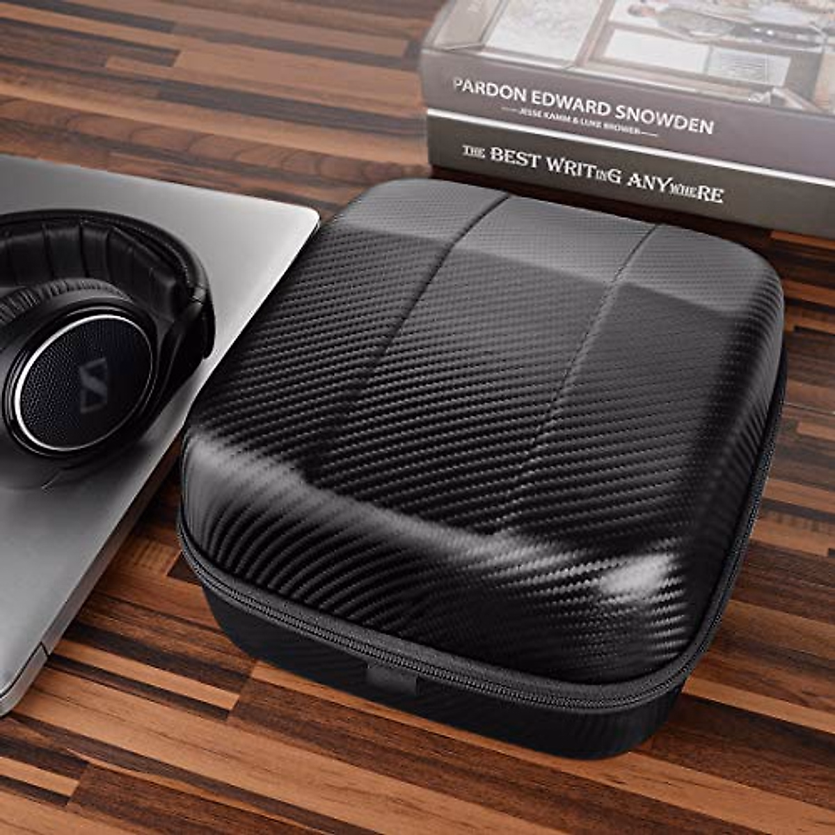 Geekria Shield Case for Large-Sized Over-Ear Headphones, Replacement Protective Hard Shell Travel Carrying Bag with Cable Storage, Compatible with Sennheiser HD 599, HD 660S 2, AKG K167 (Black)