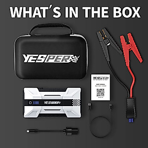 YESPER Car Battery Jump Starter Protable - 1550A Peak Auto Battery Booster Pack Jump Box for 12V Vehicles(Up to 8.0L Gas/6.0L Diesel Engine), DSLI Safe Tech and with PD 15W & DC 15V Port（YJS15）
