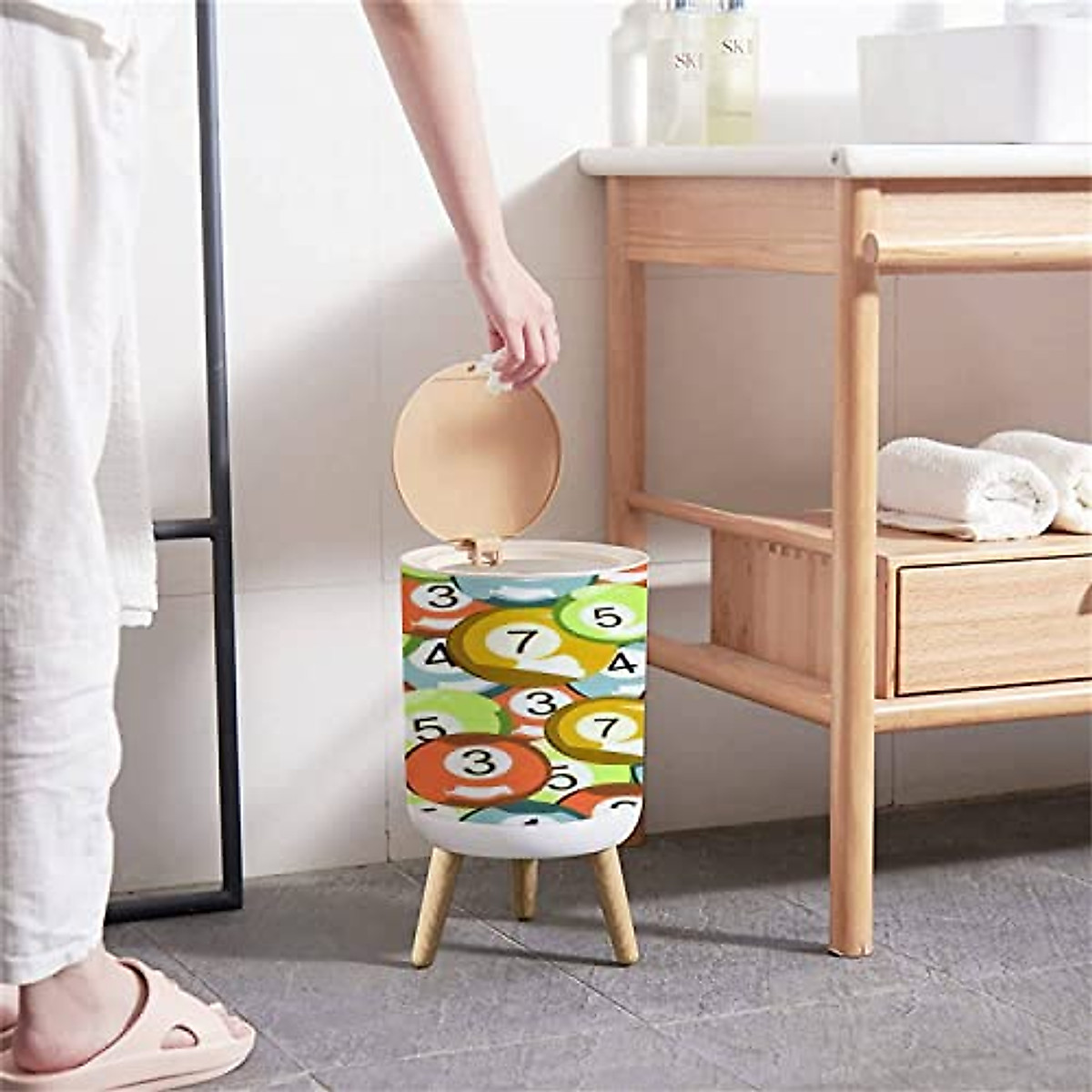 SHL96PZGX Nordic Style Trash Can Seamless Billiards Push Top Trash Can with Lid Scandinavian Modern Garba Color