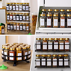 JARXSUN Glass Spice Jars with Label, 24Pcs Spice Jars with Shaker Lids-4 oz Gold Spice Seasoning Jars Bottles Containers Set for Spice Rack (24)