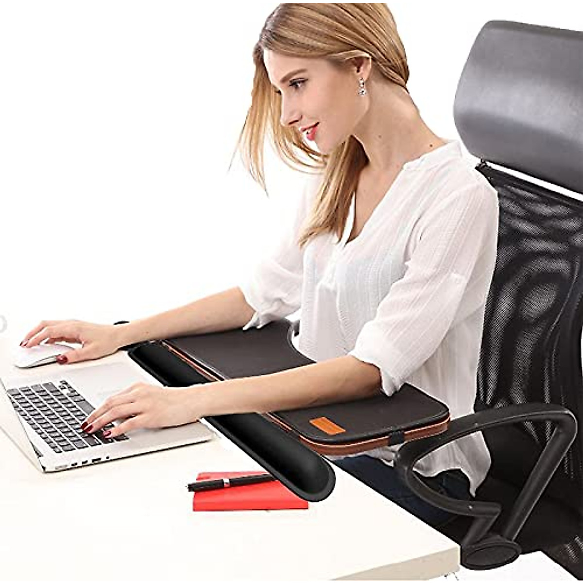 Mouse Pad Wrist Support, Keyboard Wrist Rest with Ergonomic Raised Memory Foam for Easy Typing & Pain Relief, Comfortable Keyboard and Mouse Pad Set, Computer Accessories for Office, Laptop, Mac