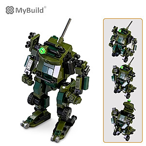 MyBuild Mecha Frame Armed Forces 7002 - Ajax Mech and Army Vehicle Building Toy Military Themed Builing Brick Set