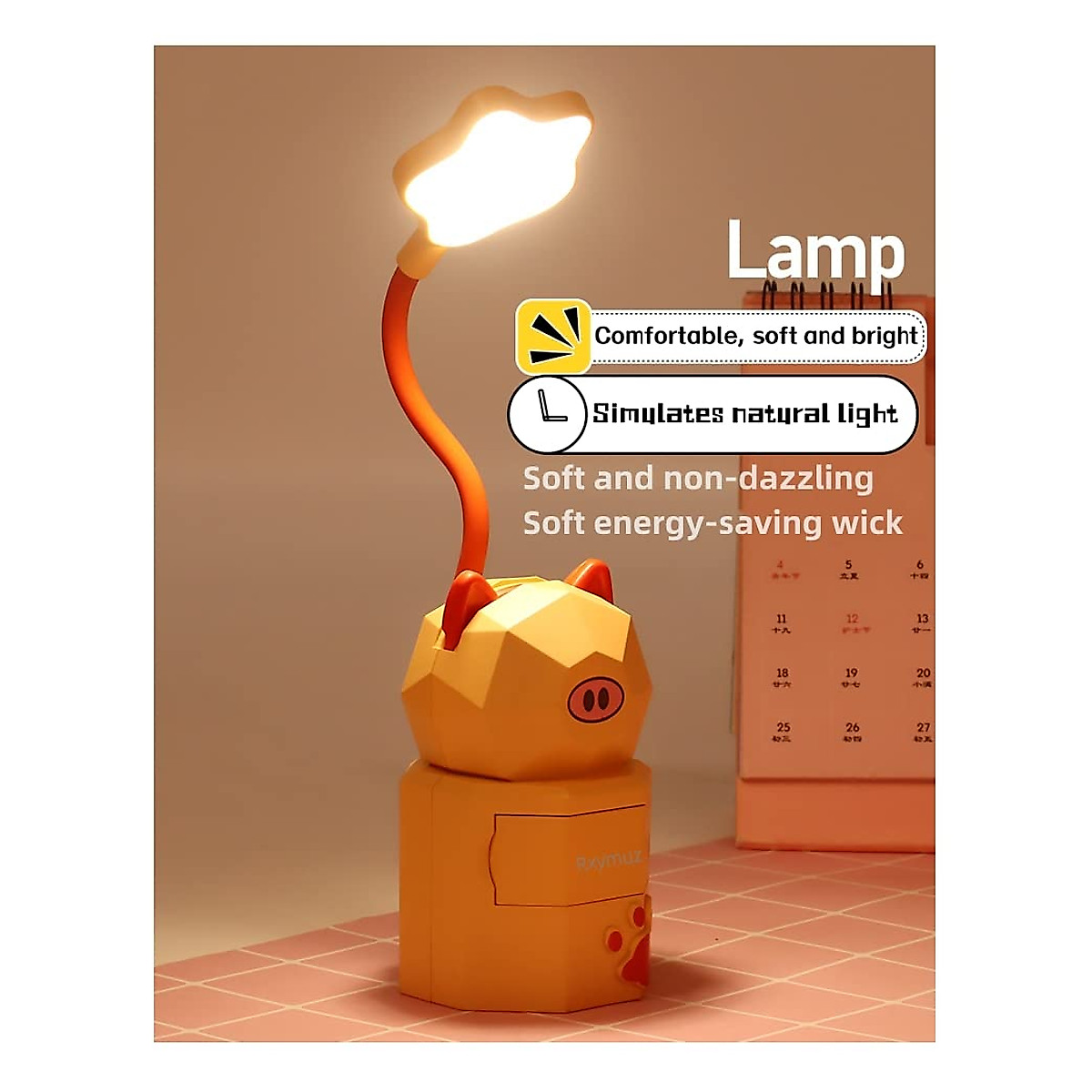 Rxymuz Led Reading Night Light, Cute Mini Kawaii Desk Lamp,Foldable Cute Desk Lamp,Cute Lamps for Home Office for Bedrooms Aesthetic,Office Desk Lamp Led Nights for Kids for Office 3 Colors