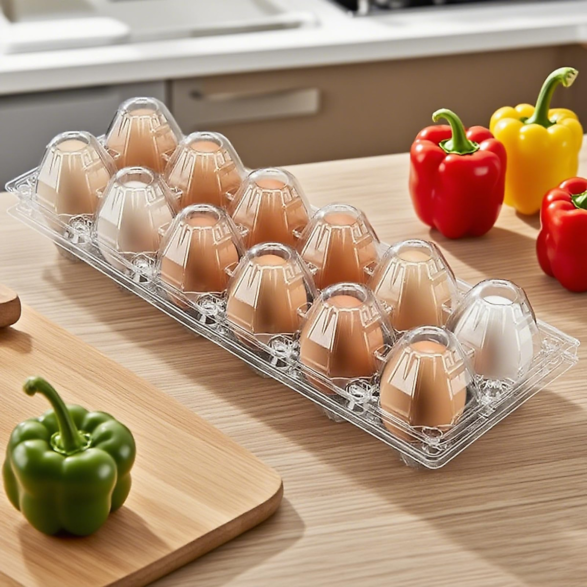 MANCHAP 80 Pack 12 Grids Clear Egg Cartons, Plastic Egg Cartons Bulk, Empty Chicken Egg Tray Holder for Family Pasture, Agricultural Market, Each Holds 1 Dozen Eggs
