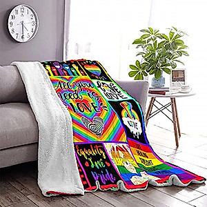 Juirnost Pride Gifts,Rainbow Blanket, Pride Blanket,LGBT Blanket,LGBT Pride Gifts for Rainbow,Gay,LGBTQ, Lesbian, Transexual, Friends, Besties, Gay Pride Plush Throw Blanket Gift for Bed Sofa 50"x60"