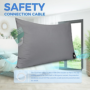 Grounding Pillowcase King with 15ft Grounding Cord Conductive Grounding Pillowcase 20x36in Silver Fiber Improve Sleep Reduce Stress Anxiety Relief Gray 1pc