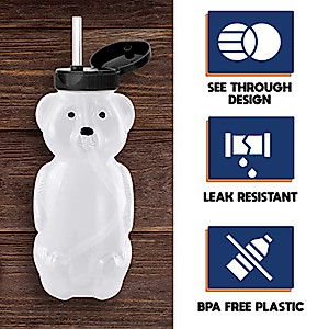 Honey bear straw cup set - 3 Honey Bear Cup w/ 3 extra Caps, bottle brush & Straw brush | Sippy cup Squeeze teddy Bear cup with straw, Talk therapy tools Honey bear drinking cup | honeybearcup baby