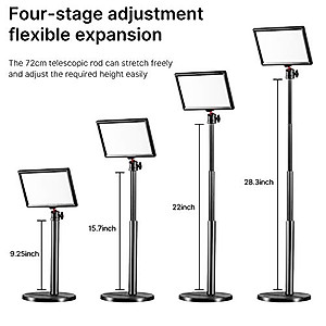 JUSMO K3 Key Light w Extendable Desktop Stand, Brightness/Color Temperature Adjustable LED Video Light, Soft Panel Fill Light for Streaming, Record Videos, Video Calls, Zoom Meetings
