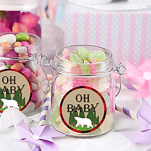 Oh Baby Stickers, 50 Pcs Lumberjack Plaid Baby Shower Stickers, 2 Inch Baby Shower Favor Stickers, Lumberjack Baby Shower Decorations, Baby Sprinkle Thank You Sticker Labels