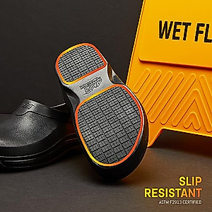 Avia Flame Men's Clogs, Slip Resistant Shoes for Men Food Service, Non Slip Restaurant and Chef Shoes Men Slip Resistant for Kitchen Work or Nursing - Black, 14 Medium