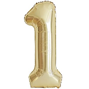 1 Balloon, Number 1 Balloons 40 Inch, Champagne Gold Large Big Foil Number 1 Balloon for First Birthday Party Graduation Wedding Anniversary Baby Shower Bachelorette Decoration Supplies (Light Gold)