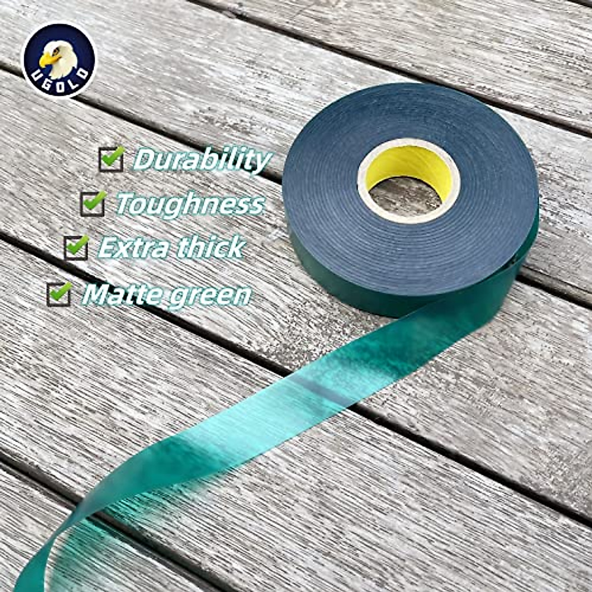 Ugold 8 mil Extra Thick 150 Feet x 1'' Stretch Plant Tie Tape, Garden Tie Tape for Planting and Grafting, Plant Ribbon for Tomatoes, Grapes and Trees, Green Tie Tape, Garden Stake for Vinyard
