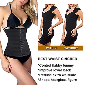 Nebility Women Waist Trainer Shapewear Tummy Control Waist Cincher Slim Body Shaper Workout Girdle Underbust Corset (S, Black)