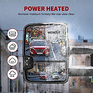 YITAMOTOR Towing Mirrors Compatible with 2003-2006 Chevy Silverado GMC Sierra 1500 2500 3500, 03-06 Tahoe Suburban Yukon Power Heated LED Dynamic Sequence Turn Signal Lights Tow Mirror Pair Set Black