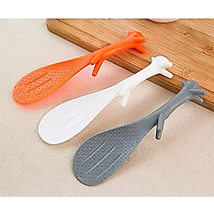 LASSUM 3 Pcs Lovely Plastic Squirrel Shape Standing Spoon Non Stick Rice Paddle Spoon