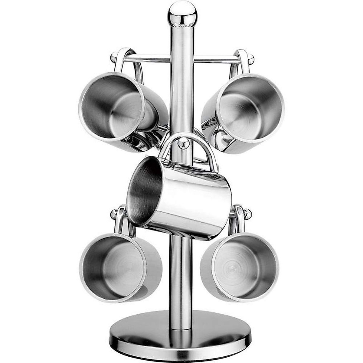 Stainless Steel Tree Shape Mug Rack Tree Tea Cup Storage Holder Stand Home Kitchen Mug Hanging Display Drinkware Shelf 6 Hooks
