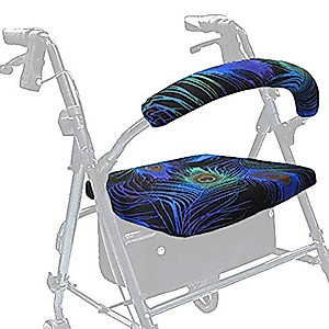 Crutcheze Made in USA Rollator Walker Seat and Backrest Covers | Designer Fashion Accessories (Peacock Feathers)