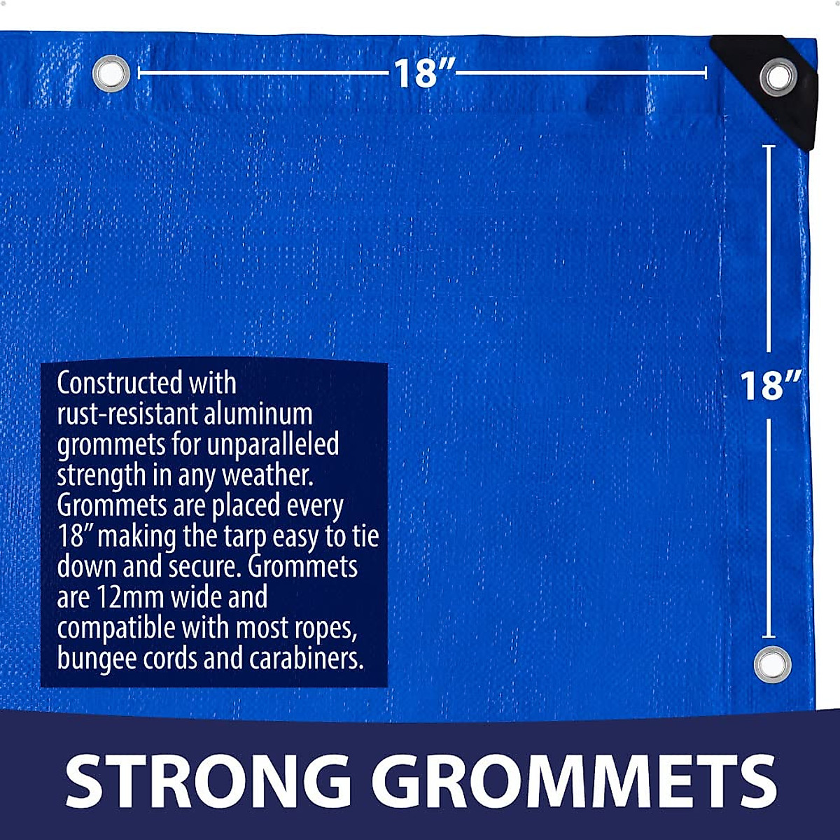 Rugged Rhino All Weather 100% Waterproof Heavy Duty Tarp, 5 Mil UV Temperature Resistant Tarps, High Durability Multipurpose Cover, for Home Outdoor Patio Winter Leaf Camping, 9x12 1 Pack Blue