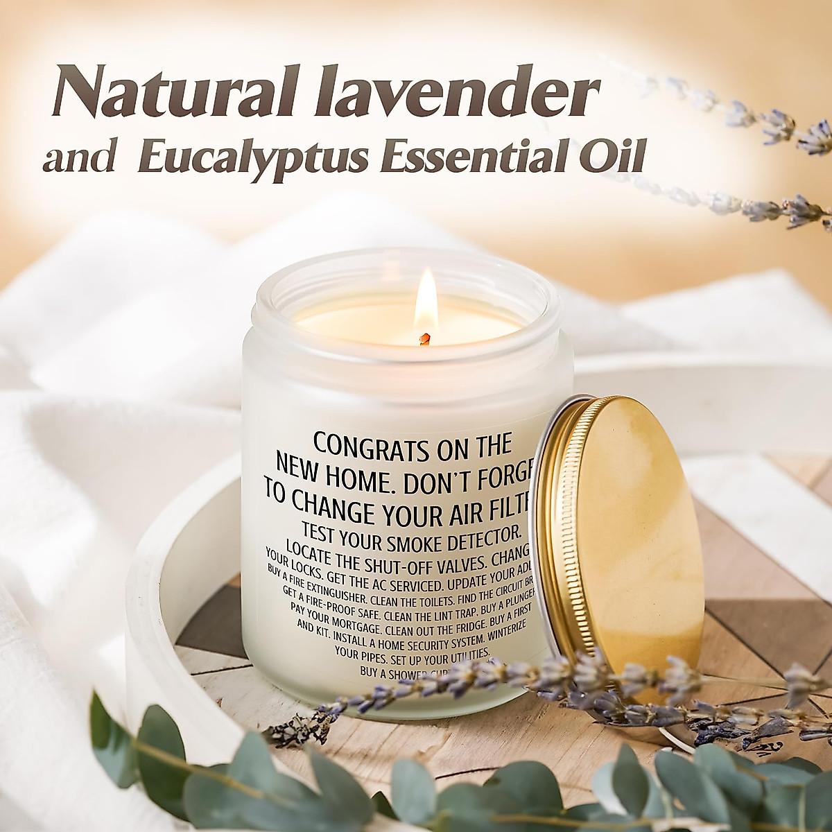 Housewarming Gifts New Home Candle, House Warming Gift for New House, New Apartment Home Gifts Idea for First Time Homeowner Neighbor Friend, Woman, Man, Female-Lavender Scented Candle