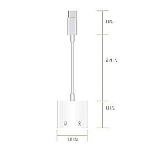 Pro Headphone 3Amp Aux Adapter Compatible with Your Samsung Galaxy Tab A8 10.5 Plus USB-C 3.5mm Audio & Hi-Power Charging Port (Charge While You Listen)
