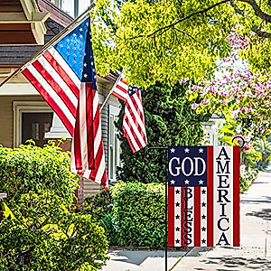 Covido God Bless America 4th of July Patriotic Garden Flag, Home Decorative American Memorial Day Yard USA Star Stripes Outside Decoration, Spring Summer Seasonal Outdoor Small Decor 12 x 18