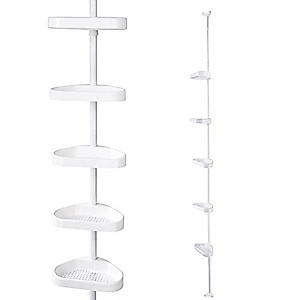 5 Layers Shower Corner Pole Caddy Shelf Holder Bathroom Storage Rack Organizer