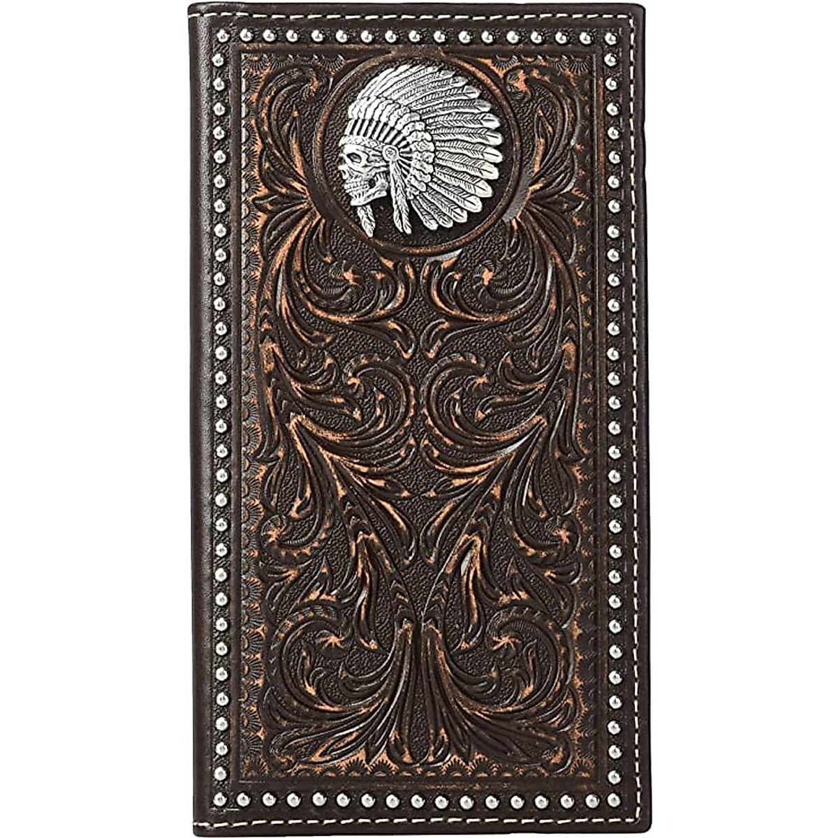 Ariat Unisex-Adult's Scroll Embosed Head Dress Rodeo Wallet, Brown