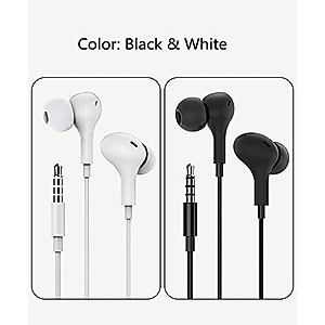 Earbuds Wired with Mic 3.5mm Jack Headphones Earphones for Galaxy S10 Plus, A14 5G, A13 5G, A42 5G, A52 5G, A51 A71 A03S A20S TCL 30 XL SE 20 Pro 5G, Moto One 5G Ace G Pure Pixel 5a 4a (White, 3.5mm)