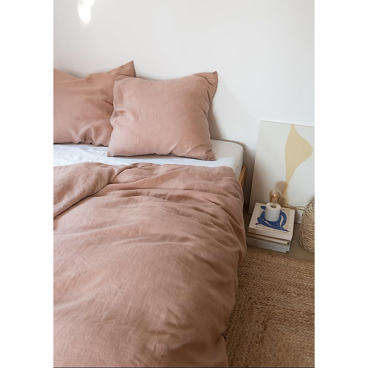 Organic Linen Comforter Cover, Linen Duvet Cover in Dusty Rose, Linen Bedding with Custom Size, 3 Pcs Duvet Cover Set (Queen)