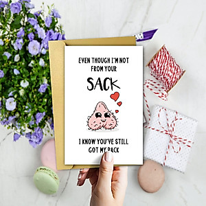 Huameigf Funny Bonus Dad Card For Fathers Day,Rude Greeting Card for Dad,Step Father Gifts From Stepdaughter Stepson,Stepdad Birthday Card,Even Though I’m Not From Your Sack Card