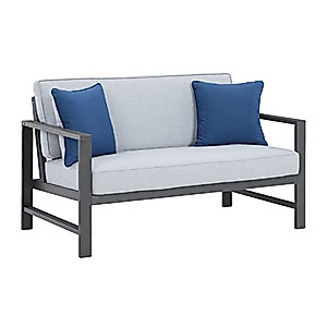 Signature Design by Ashley Fynnegan Outdoor Loveseat with Table, Gray