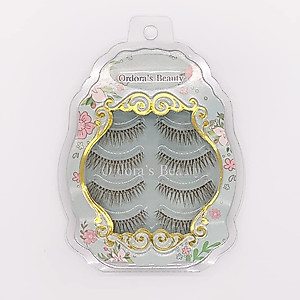 ORD Natural Brown False Lashes 3D Light Medium Brown Color Eyelashes Reusable Lightweight Comfortable Short Wispies Eye Makeup 4 Pairs Lash Value Pack (Brown), 4 Pair (Pack of 1)