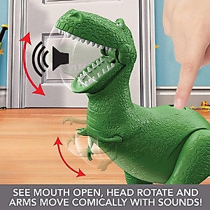 Mattel Disney Pixar Toy Story Toys, Moving & Talking Rex Dinosaur Figure, Roarin’ Laughs, 10.8 Inches Tall with 40 Phrases and Mouth & Arm Motion, Kids Gift