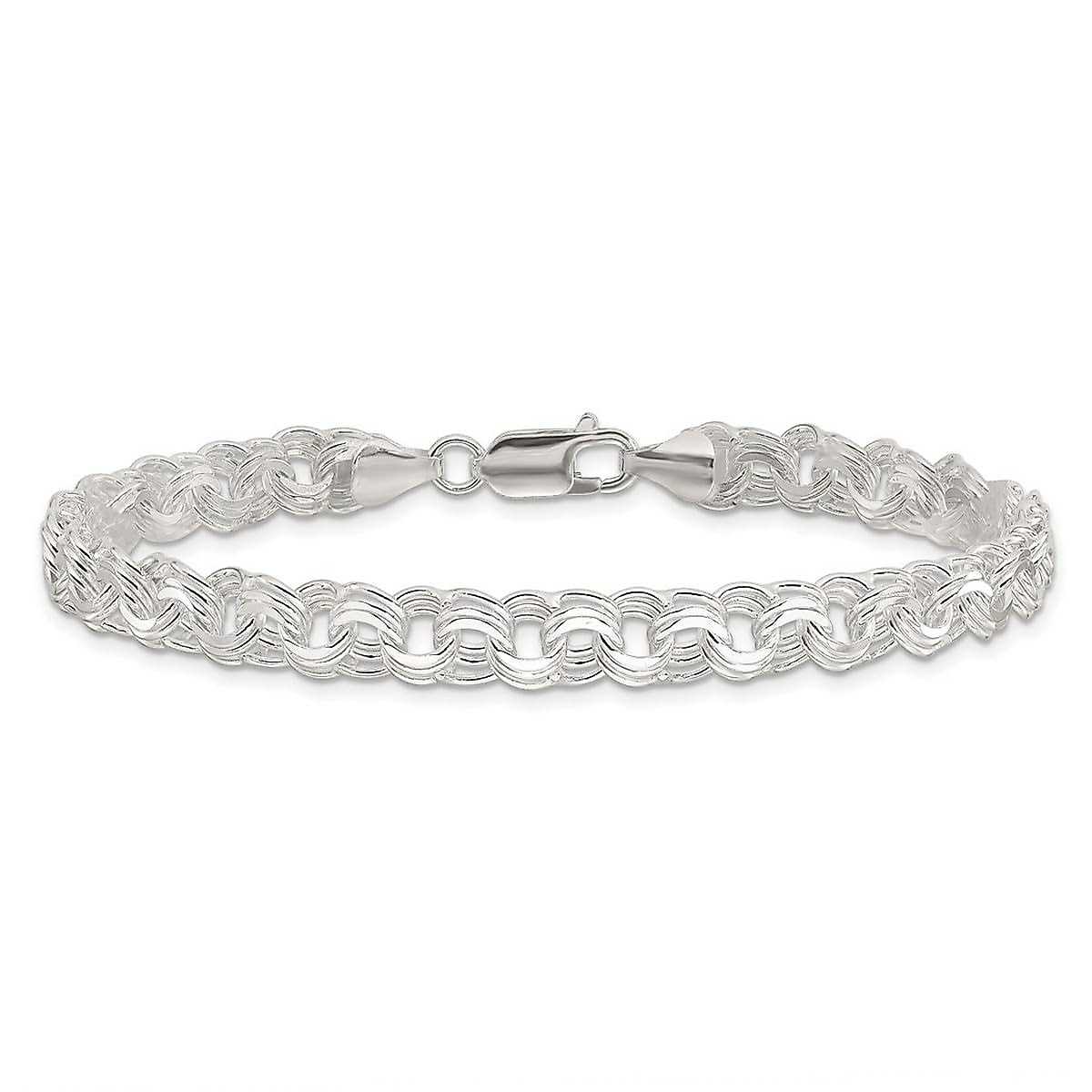 925 Sterling Silver Polished 7.25mm Triple Rolo Charm Bracelet Jewelry for Women