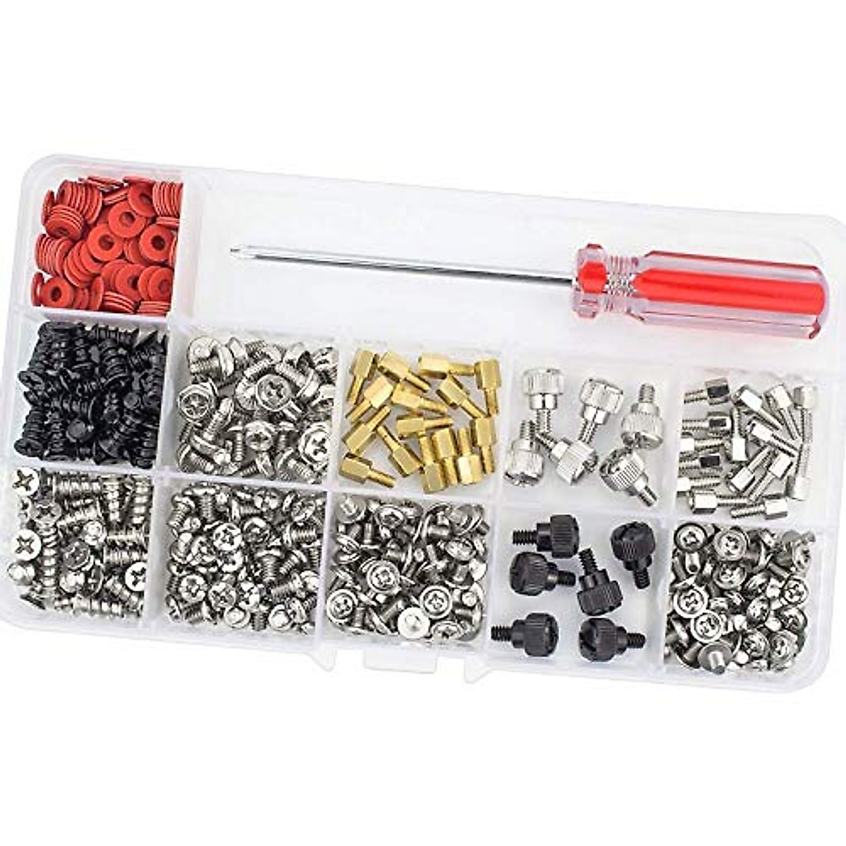 300Pcs Personal for Computer Screw Standoffs Set Assortment Kit with A Screwdriver for Hard Drive for Computer Case Motherboard Fan Po - (Size: M3/ As Shown) SCRW-229065