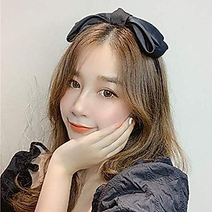 Aeyistry Bow Headband Bowknot Headband Big Bow Ribbon Hair Hoop Party Decoration Headdress Cosplay Costume Headwear(Black), female