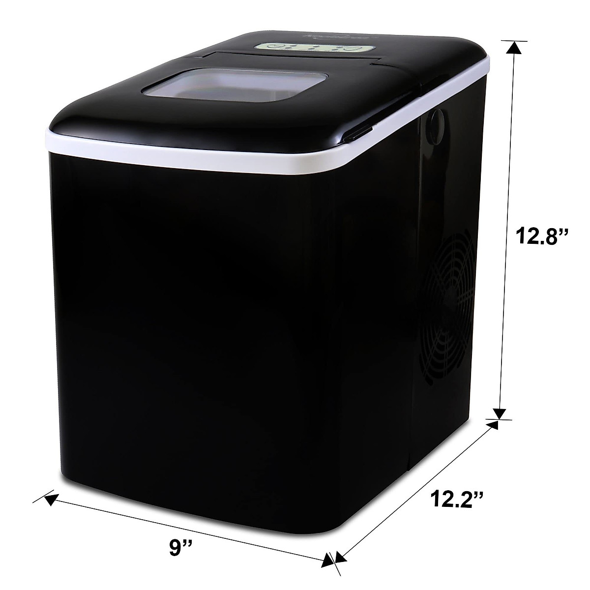 Koolatron Compact Countertop Ice Maker Machine with Digital Controls and LED Indicators, Ice Cubes Ready in 6-8 Minutes, Makes 26 lbs of Ice per Day Best for Parties, Home, Office, Bar (Black)