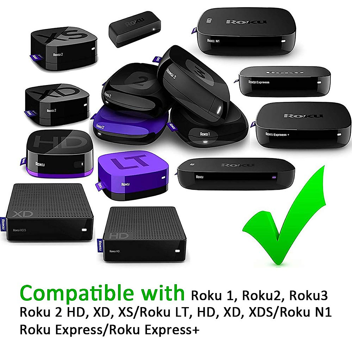 Gvirtue Remote Replacement Control for Roku Box Model: for Roku 1, for Roku 2(HD, XD, XS), for Roku 3, for Roku LT, HD, XD, XDS, for Roku N1, for Roku Express, for Roku Express+