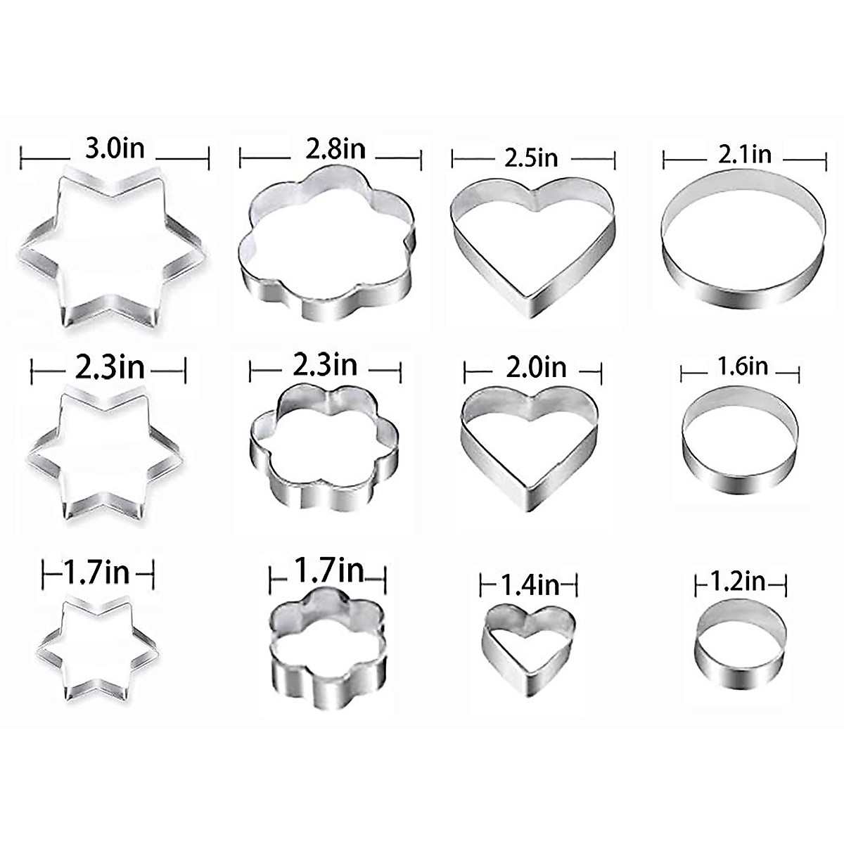 20Pcs Stainless Steel Cookie Cutter Set - Easter Cookie Cutter Set & Round Heart Flower Star Shapes Cookie Cutters Set (8Pcs +12Pcs)