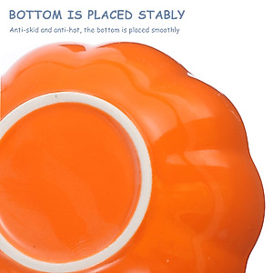 BESPORTBLE Pumpkin Shaped Bowl Ceramic Salad Bowl Decorative Porcelain Serving Bowl for Soup Pasta Dessert Snack Fruits Kids Food