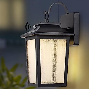 LED Dusk to Dawn Outdoor Wall Lantern with Sensor - Exterior Porch Lighting Fixtures, Black Outside Wall Mount Sconce with 13W 3000K for House Garage, Doorway Garden Patio, 100% Waterproof Anti-Rust