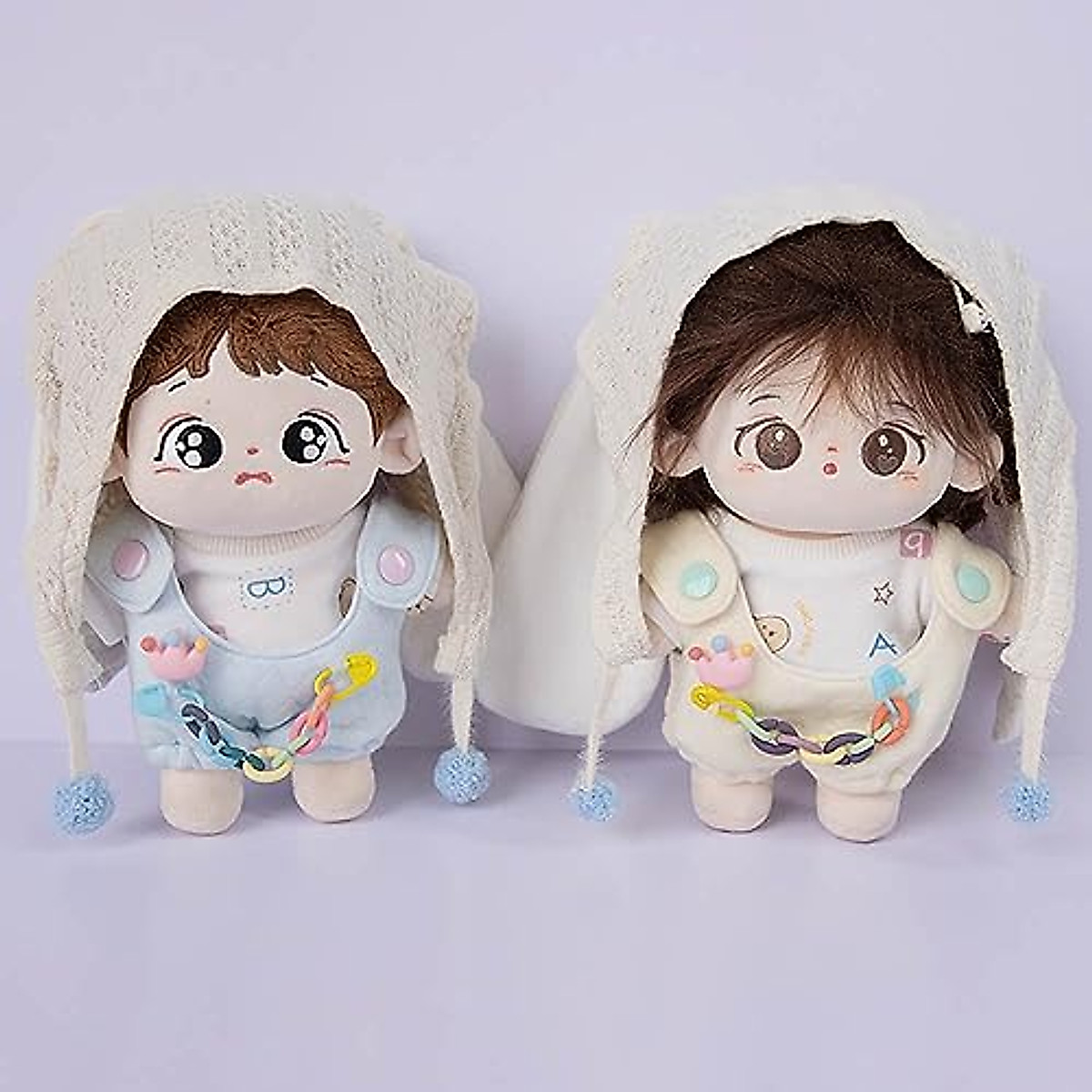 niannyyhouse 10cm 20cm Plush Doll Clothes Knit Cap T-Shirt Strap Pants Soft Stuffed Plush Toy Dress Up Accessories (Blue, 20cm)