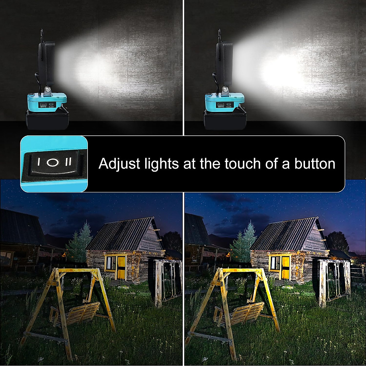Cordless LED Work Light for Makita 14.4V/18V LXT Battery, Portable Flashlight Jobsite Light Spotlight Tool for Makita BL1850, Lamp Flood Light for Repairing/Garages/Emergency(No Battery)