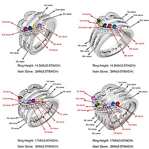 Engraved Birthstone Name Ring Sterling Silver Women's Wedding Bands | Personalized Mothers Ring Kids Names | Family Ring | Custom Grandmothers Ring | Mothers Day Ring | Women's Wedding Bands