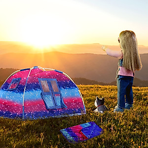WONDOLL [Improved Version 18-inch-Doll-Clothes and Camping-Tent-Set Doll Accessories - Including Doll Tent Sleeping Bag, Clothes Shoes, Camera Eye Glasses, Toy Dog & Doghouse Doll Furniture
