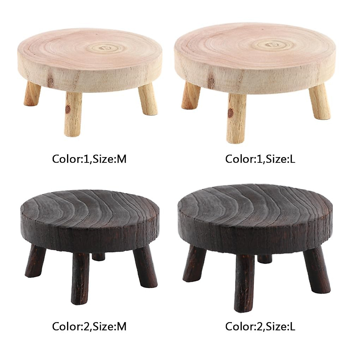 Wooden Step Stools,Small Portable Wood Stepping Stools with Smooth Cutting Edge for Kids Adults,Non-SlipRound Step Stool for Bedroom Living Room Blcony Bathroom Kitchen ﻿(L,Color:Dark Brown)