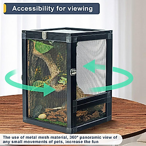RunDuck 5 Gallon 360° Panoramic Foldable Reptile Terrarium Kit: Crested Gecko Tank and Reptile Cage for Superior Ventilation, Easy Feeding, Sturdiness, and Simple Assembly (Black)
