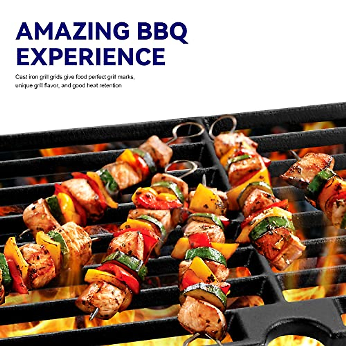 GGC Grill Grates Replacement for Brinkmann 810-8410-F, 810-2410-S, 810-2511-S, 810-2512-S, 810-8411-5, 810-9415-W and Others, 3 PCS Porcelain Coated Cast Iron Cooking Grate(17 3/4" x 8 15/16")